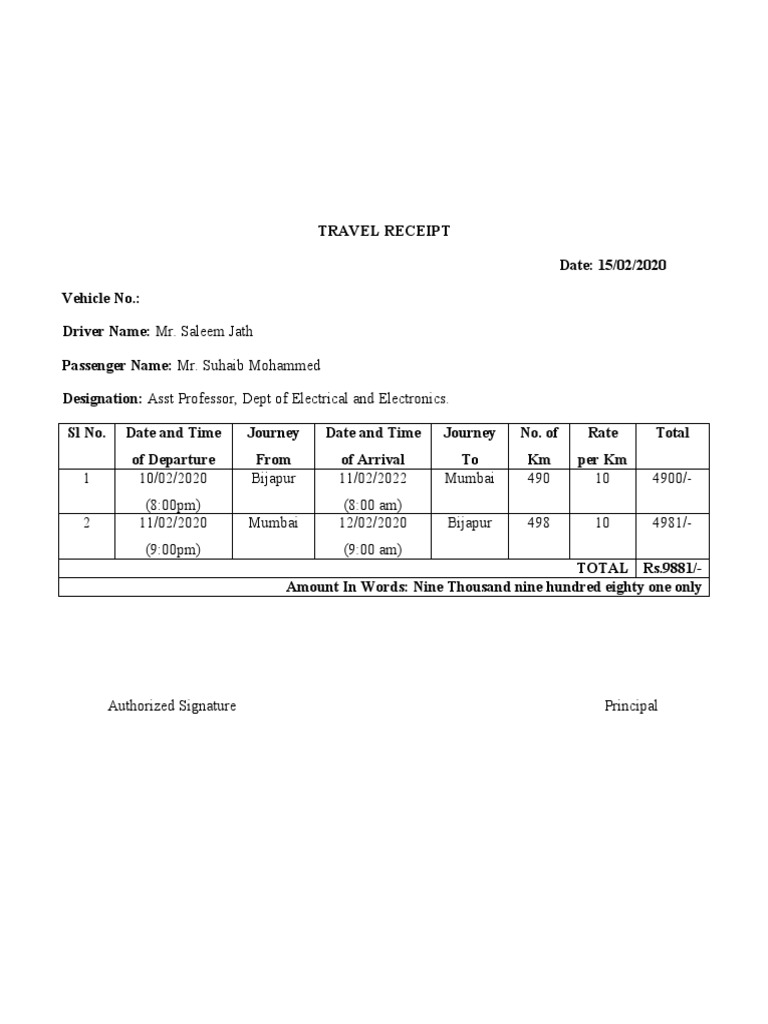 Travel Bill | PDF
