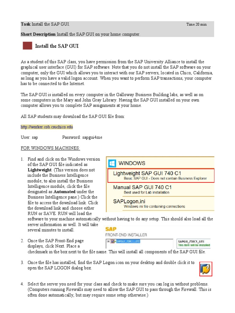 Install SAP GUI: Step-by-Step Guide | PDF | Graphical User Interfaces ...