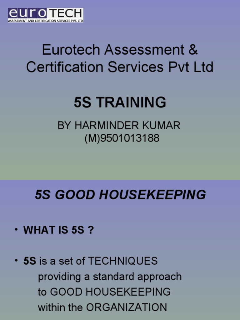 Eurotech Assessment & Certification Services PVT LTD: 5S Training | PDF