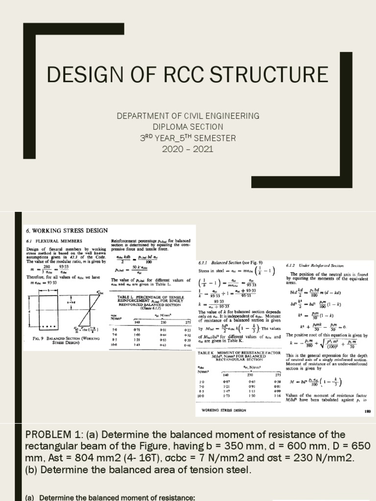 Design of RCC Structure: Department of Civil Engineering Diploma ...