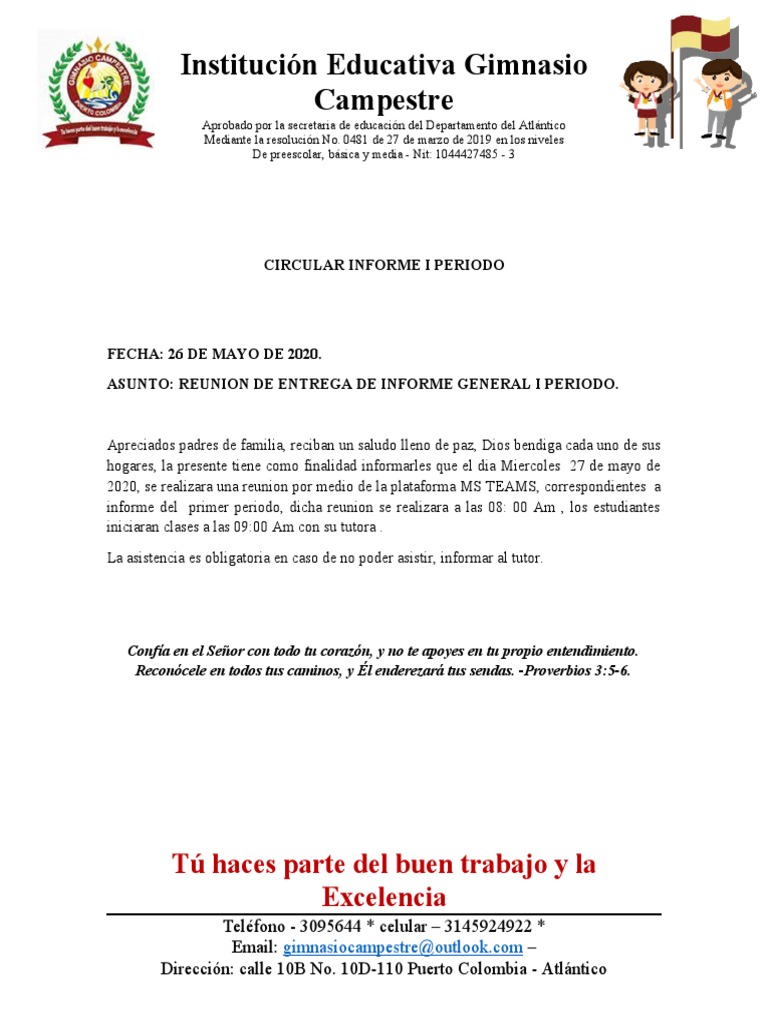 Circular Informe I Periodo I A | PDF