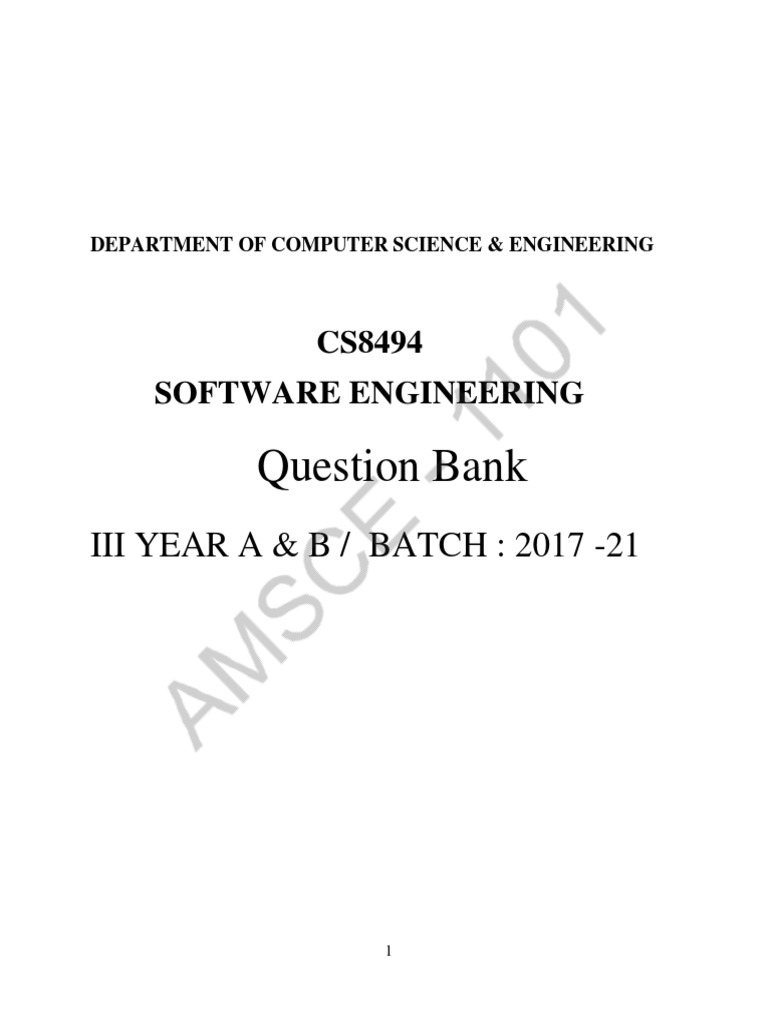 CS8494 SOFTWARE ENGINEERING - Watermark | PDF | Software Testing ...