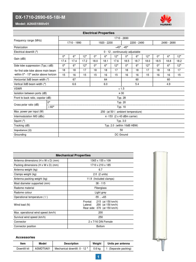 Comprehensive Technical Specifications for the Huawei DX-1710-2690-65 ...