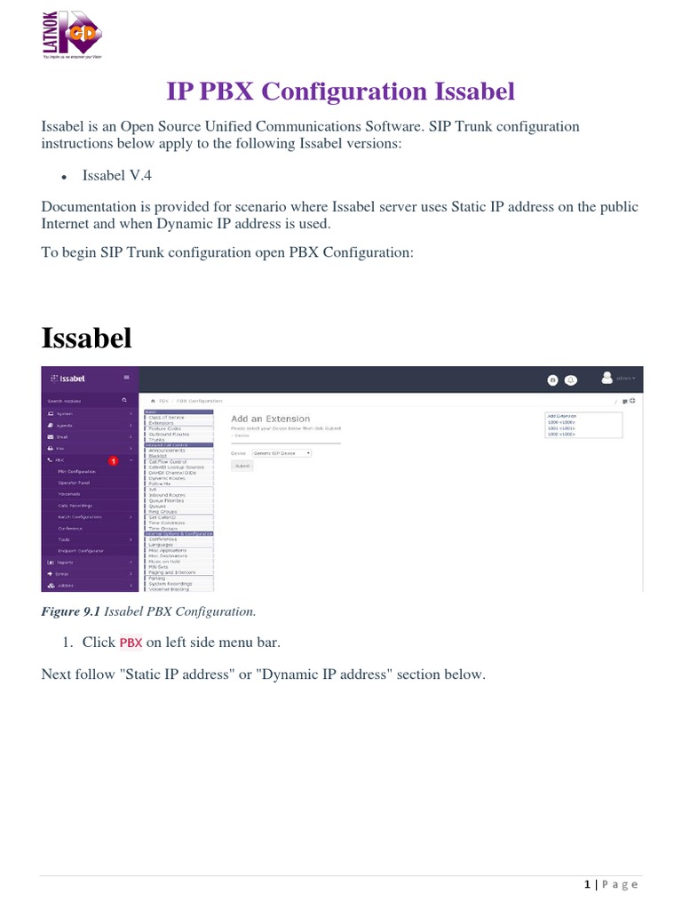 IP PBX Configuration Issabel | PDF | Session Initiation Protocol | Ip Address