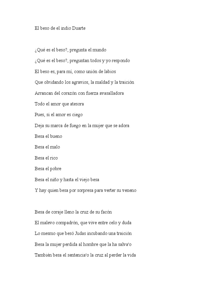 El Beso de El Indio Duarte | PDF