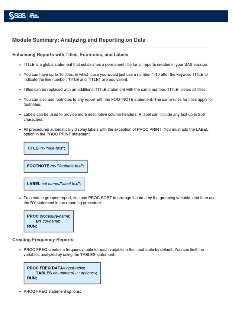 Module Summary: Analyzing and Reporting On Data: Enhancing Reports With ...