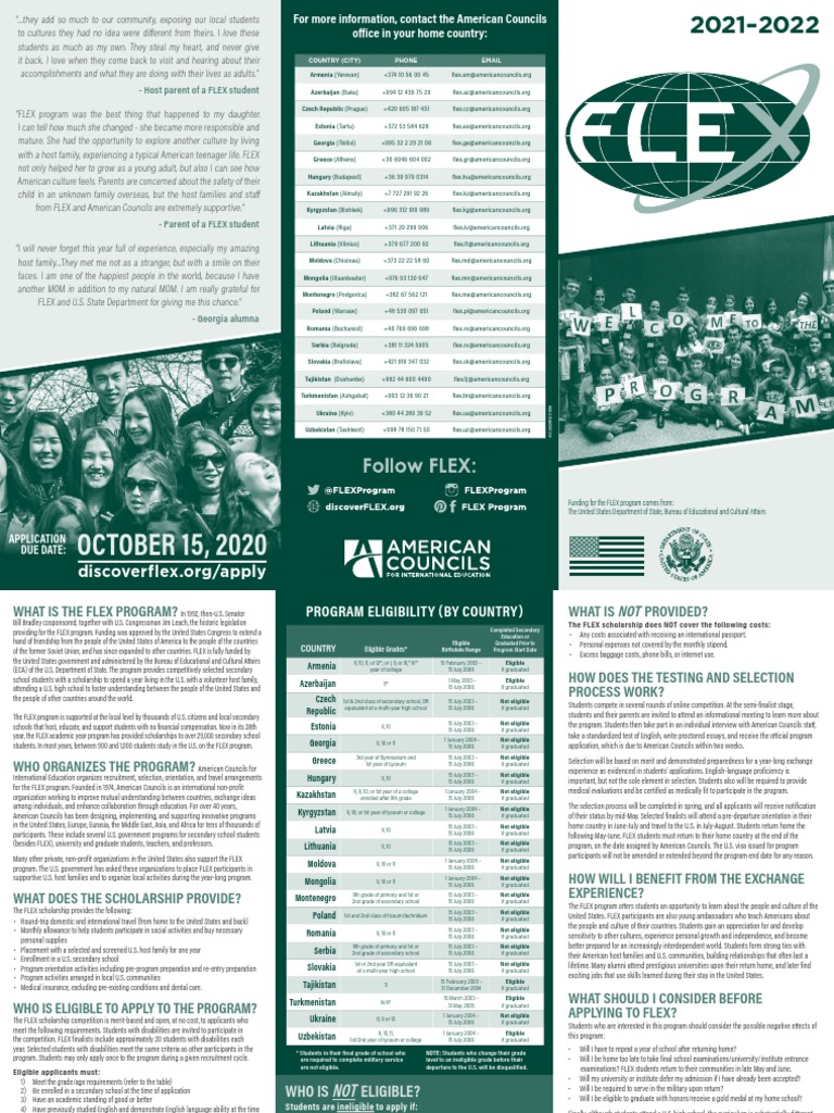 FLEX Program: Global Student Exchange | PDF | University And College ...