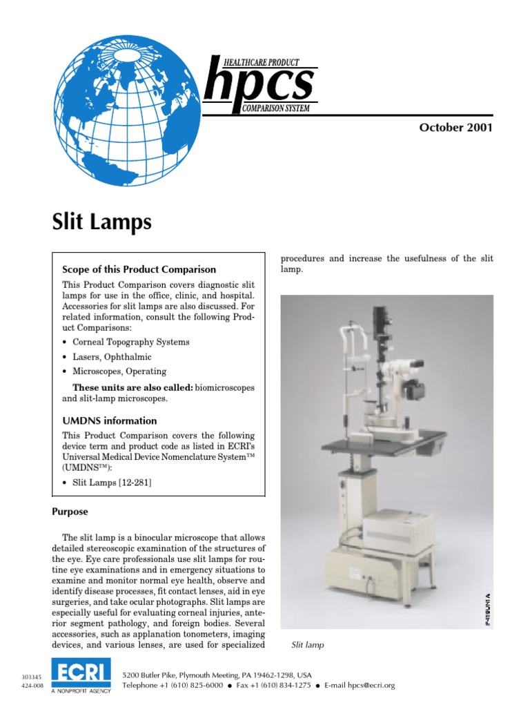 Slit Lamps PDF | PDF | Electromagnetic Radiation | Health Care