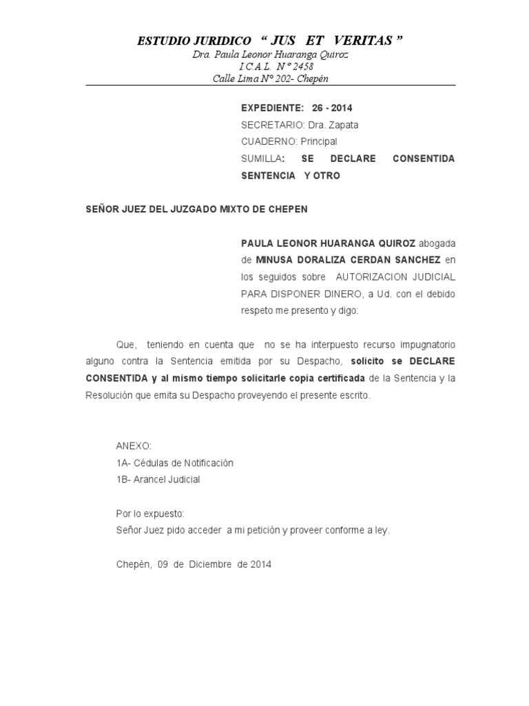 Se Declare Consentida La Sentencia | PDF | Sentencia (ley) | Apelación
