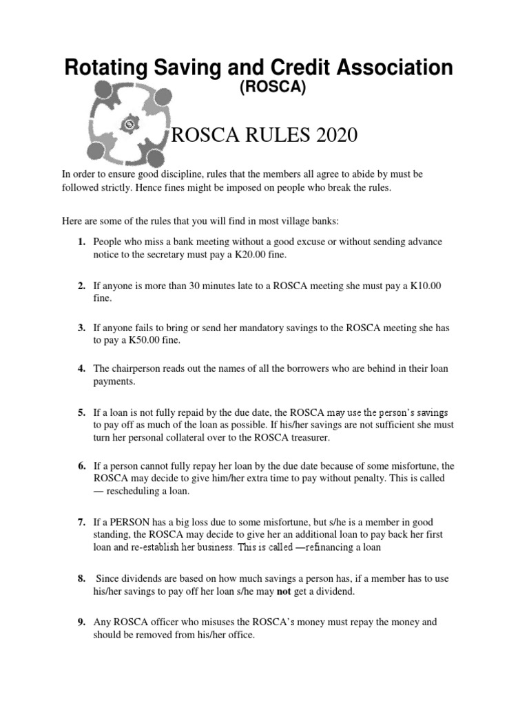 ROSCA Rules and Regulations: Guidelines for Ensuring Discipline and ...