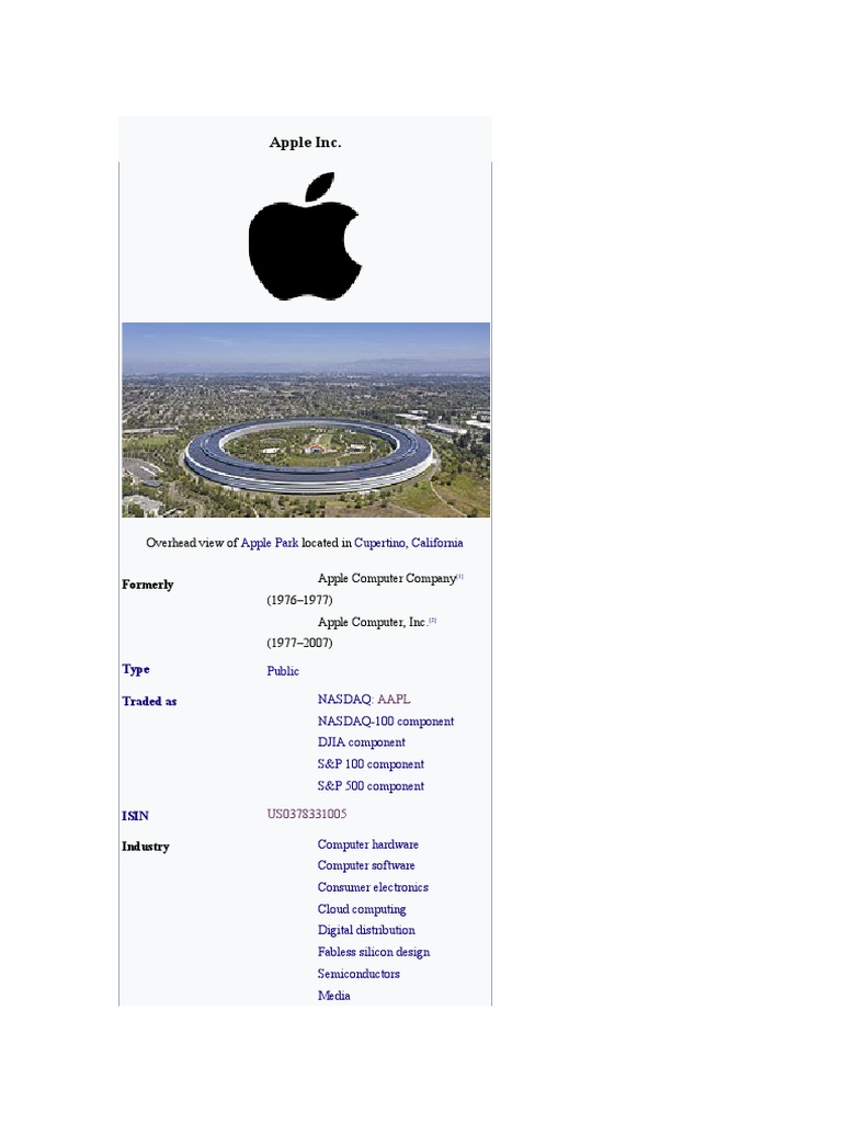 Apple Inc.: Overhead View of Located in Apple Computer Company (1976 ...
