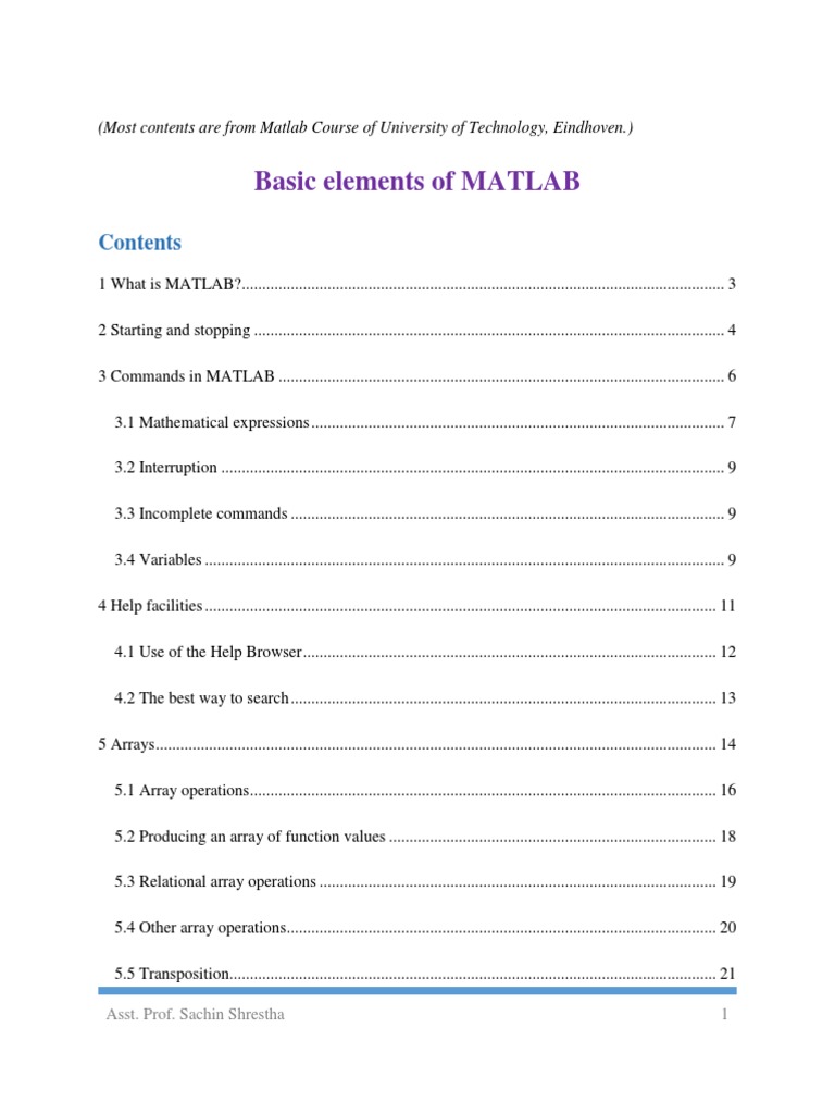 Introduction to MATLAB Basics | PDF | Matlab | Matrix (Mathematics)