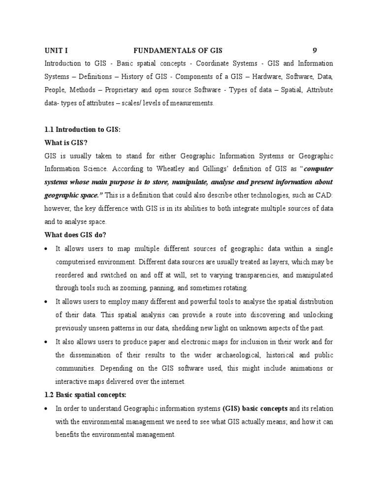 Unit I Fundamentals of Gis 9 | PDF | Science & Mathematics | Technology ...