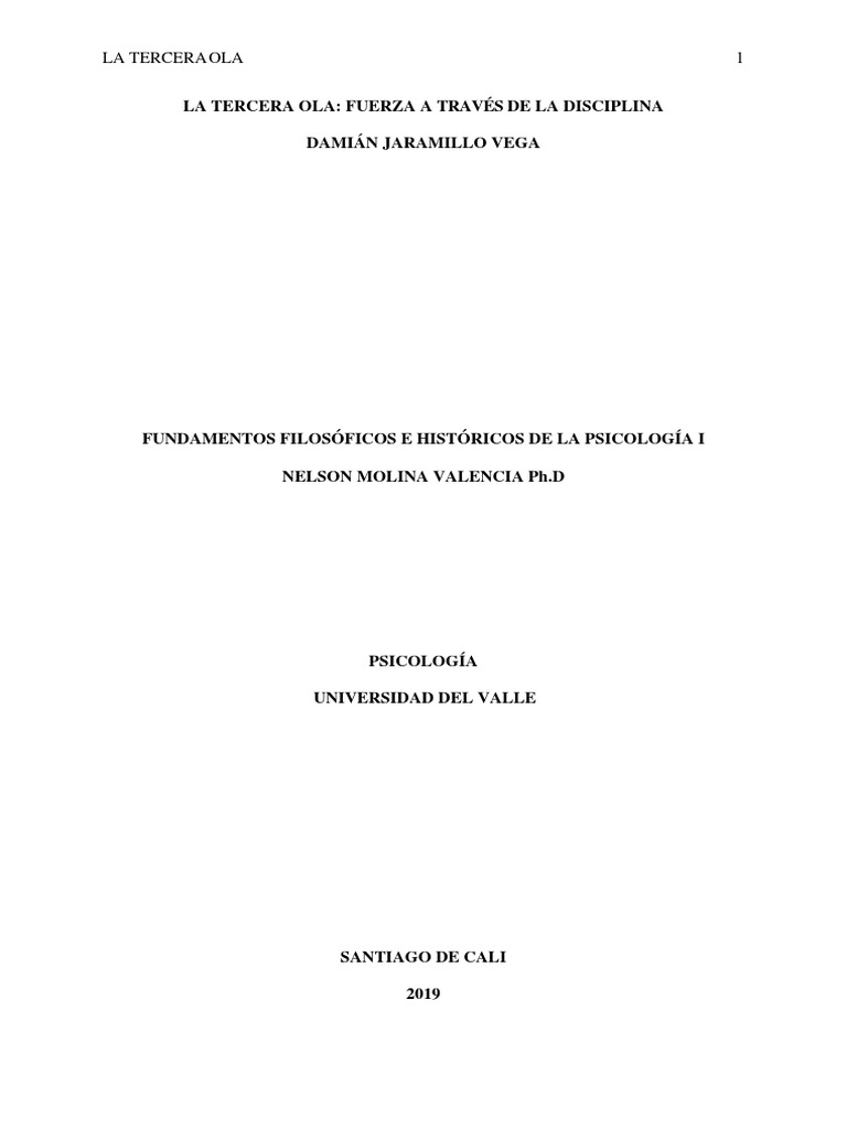 La Tercera Ola: Experimento de Ron Jones | PDF | Science | Ciencia y ...