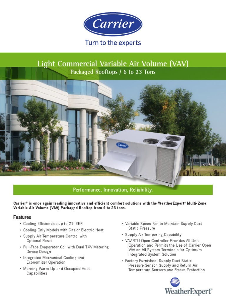 Light Commercial Variable Air Volume (VAV) : Packaged Rooftops / 6 To ...