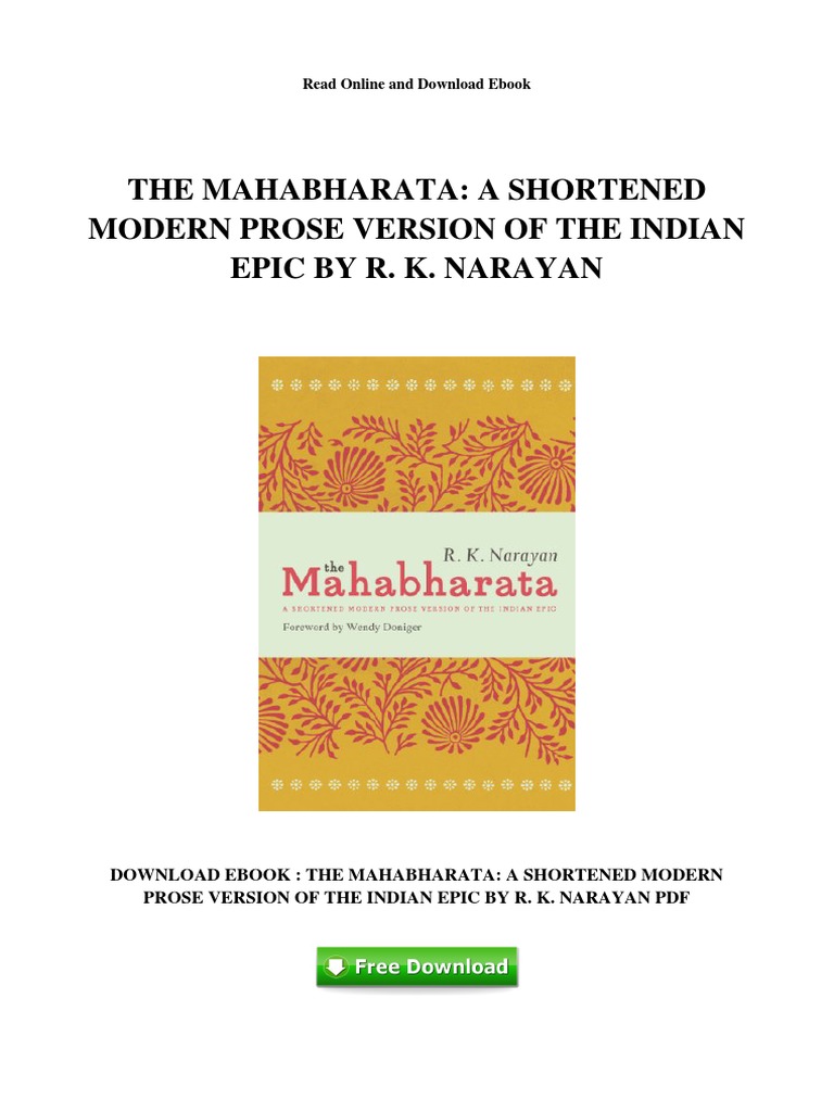 The Mahabharata: A Shortened Modern Prose Version of The Indian Epic by ...