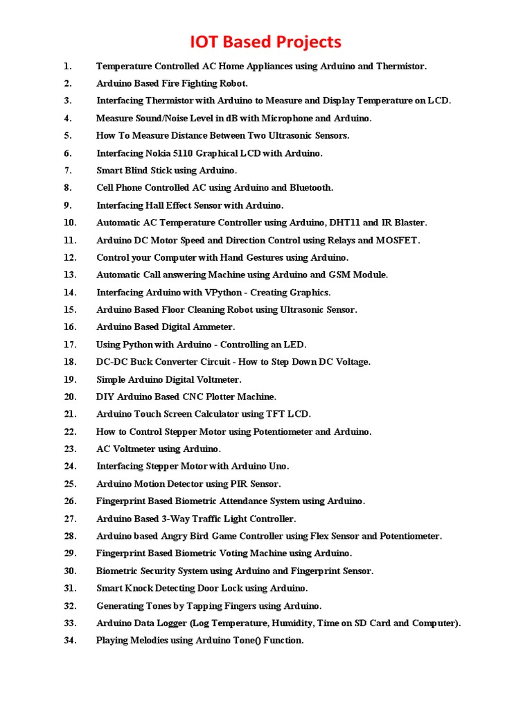 Arduino Project List | Download Free PDF | Arduino | Sensor