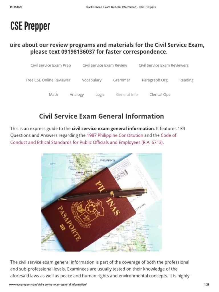 Civil Service Exam General Information - CSE PrEppEr | Download Free ...