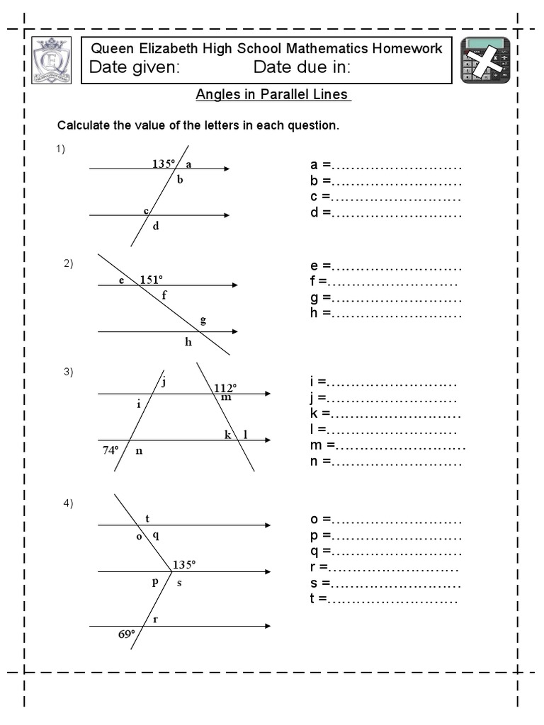 Angles in Parallel Lines | PDF