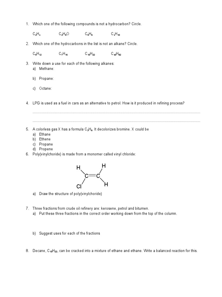 CIE IGCSE Chemistry Organic A | PDF | Hydrocarbons | Alkene