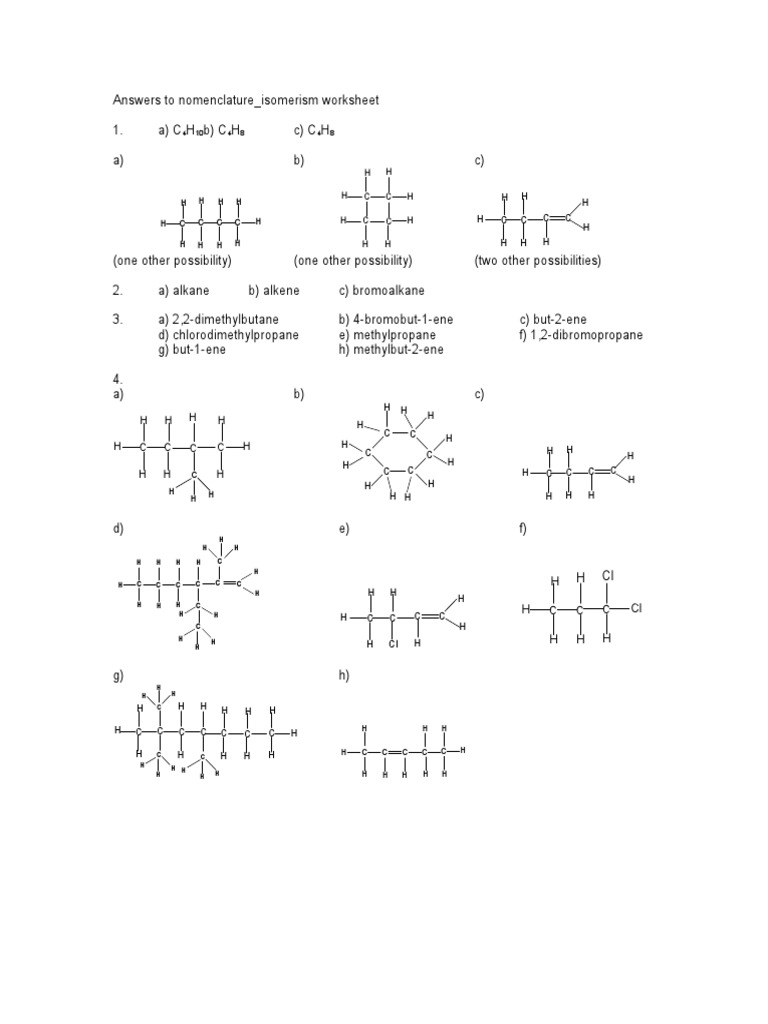 Nomenclature Isomerism Worksheet Answers | PDF | Chemical Substances ...