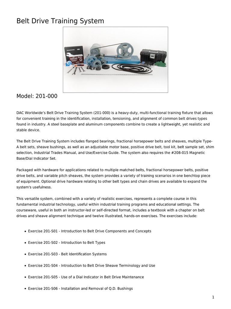 Belt Drive Training System Overview | PDF | Belt (Mechanical ...
