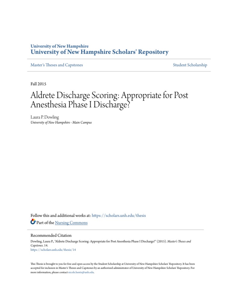 Evaluating Aldrete Discharge Scoring | PDF | Surgery | Clinical Trial