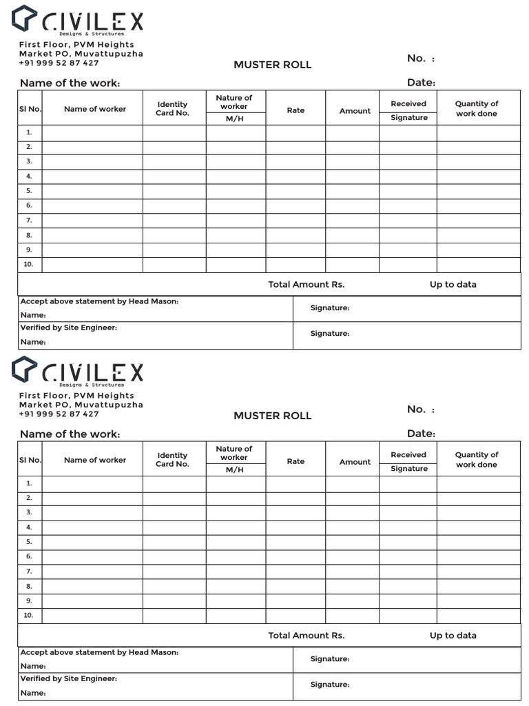 Muster Roll PDF | PDF