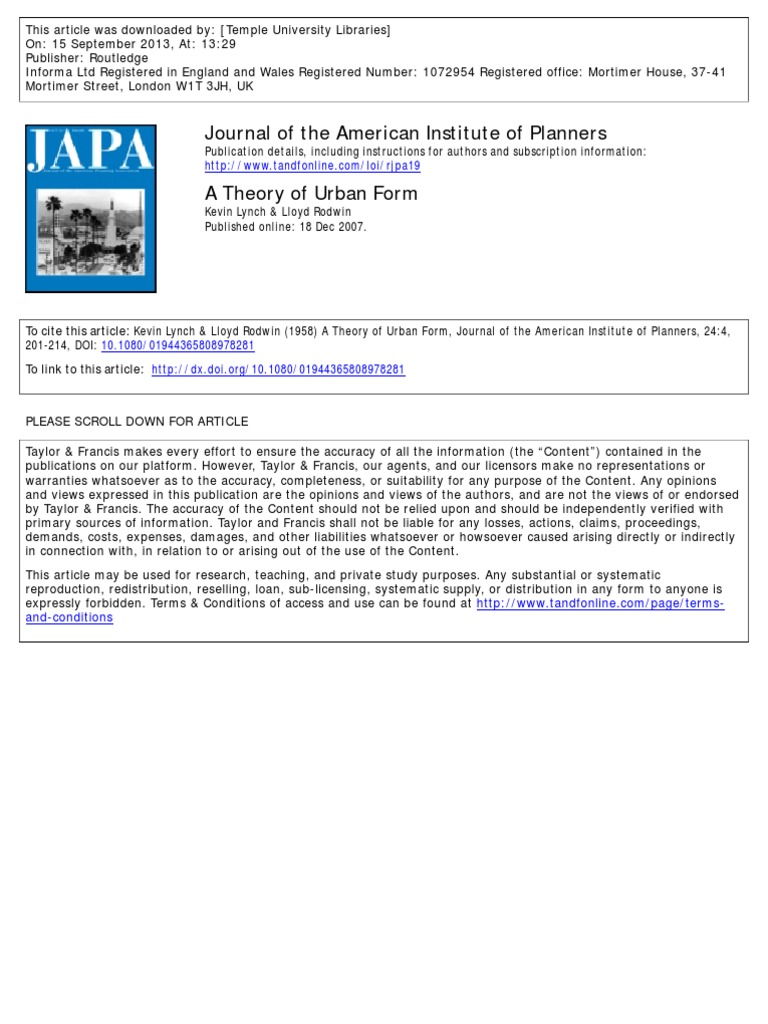 Urban Form Theory in City Planning | PDF | System | Theory