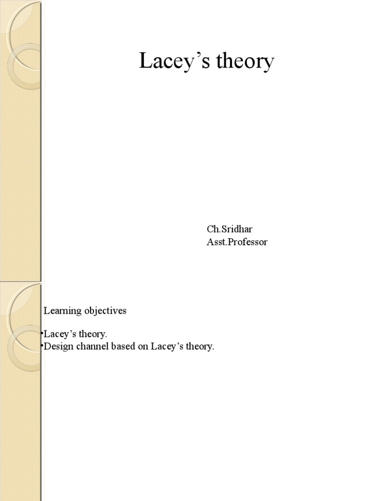 Lacey's Theory: CH - Sridhar Asst - Professor | PDF | River | Physical ...