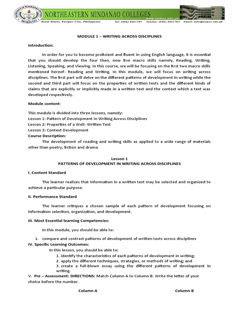 Reading and Writing Skills MODULE 1 (SHS) | PDF | Essays | Cognitive ...