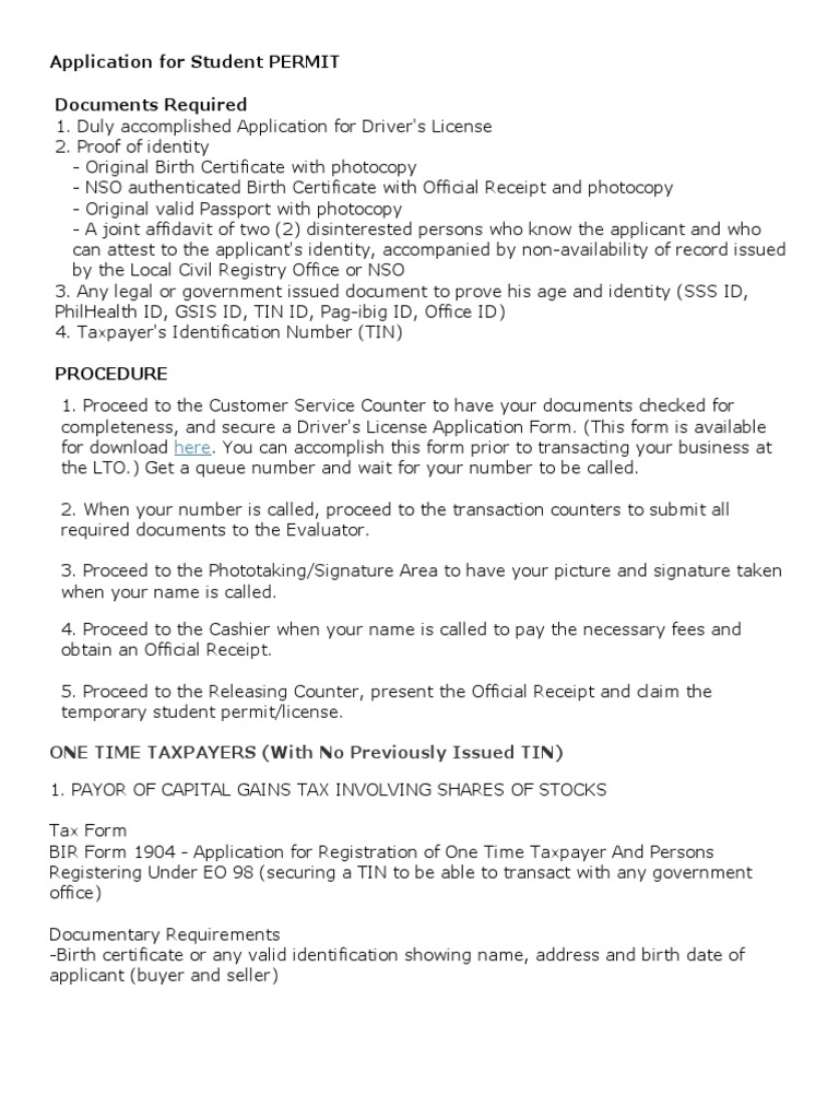 Application For Student PERMIT | PDF
