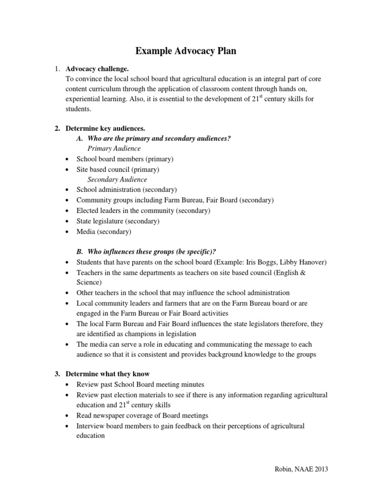 Example Advocacy Plan: 2. Determine Key Audiences | PDF | Curriculum ...