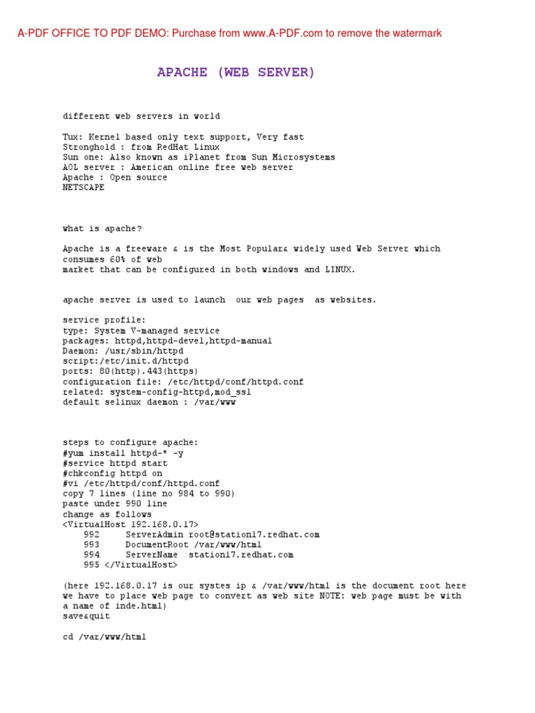 Configuring Apache Web Server Virtual Hosts And Script Execution On Linux Pdf Proxy Server