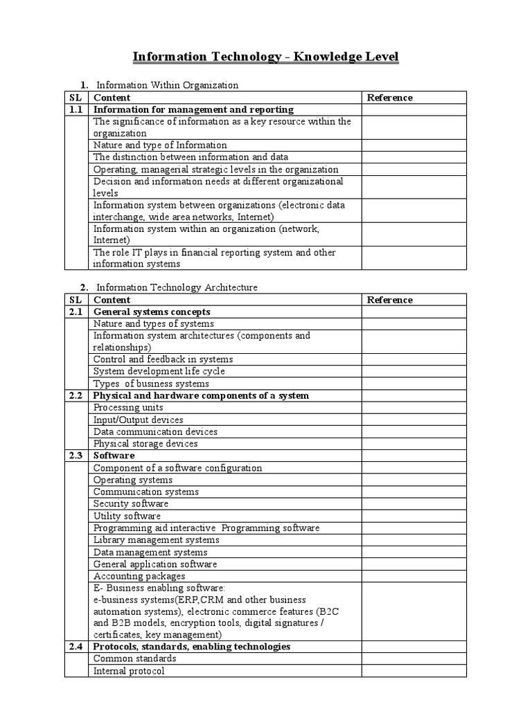 Information Technology Knowledge Level Pdf Information System