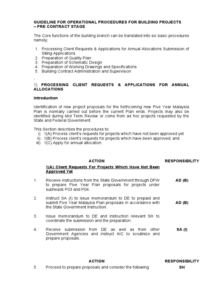 Guideline For Operational Procedures For Building Projects - Pre ...