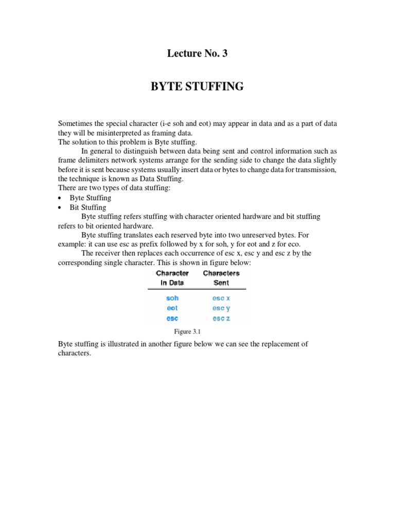 Byte Stuffing | PDF | Error Detection And Correction | Applied Mathematics
