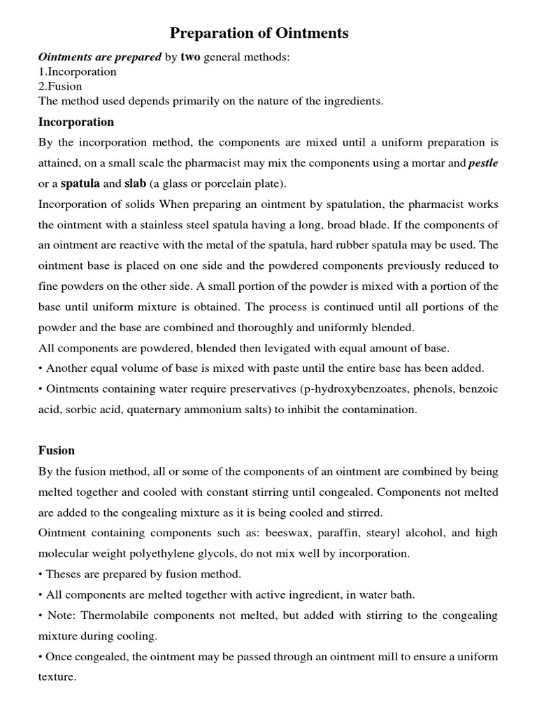 Ointment Preparation Methods Explained | PDF | Topical Medication ...
