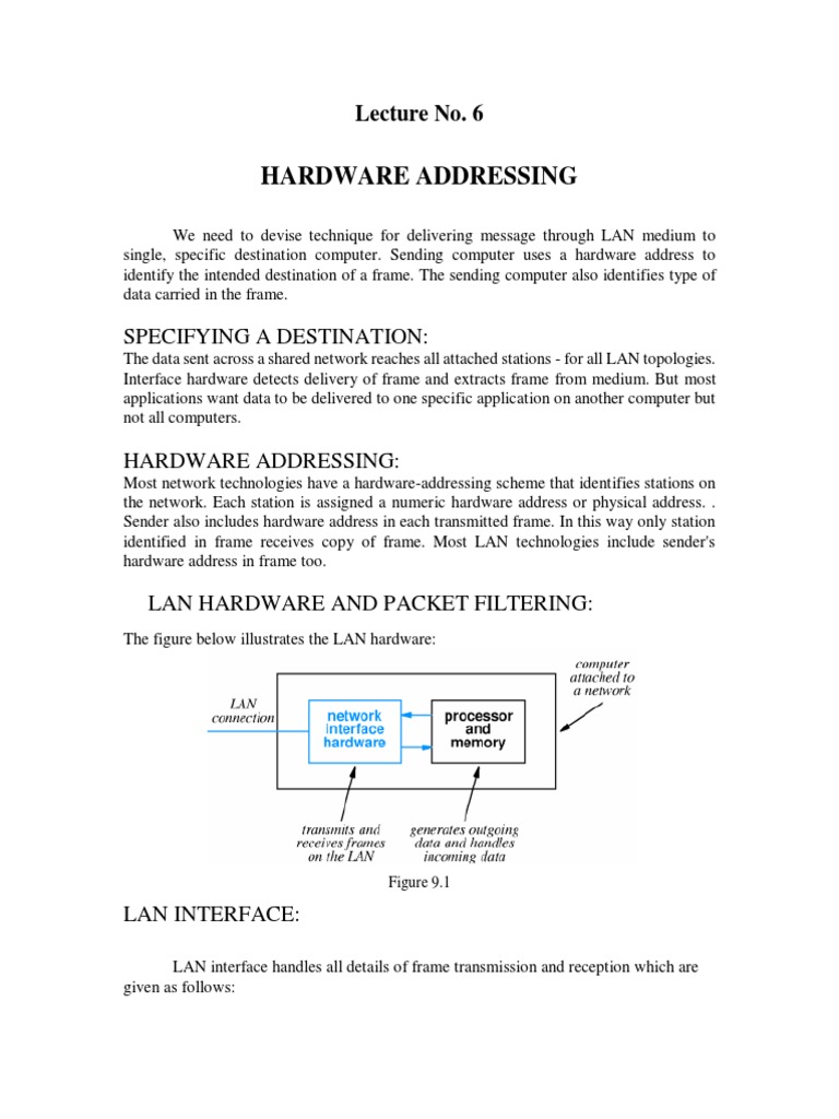 HARDWARE ADDRESSING and Frame Type Identification | PDF | Computer ...