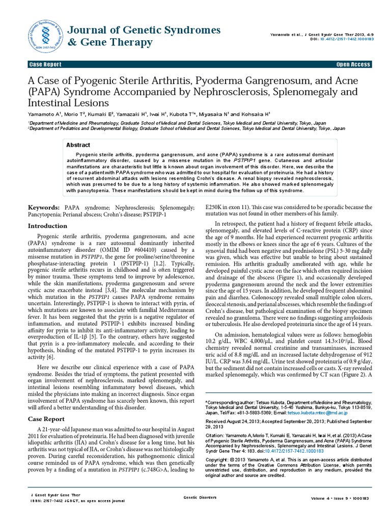 A Case of Pyogenic Sterile Arthritis Pyoderma Gangrenosum and Acne Papa ...
