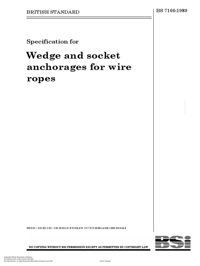 BS 7166-1989 Wedge and Socket Anchorage For Wire Rope | PDF | Ac Power ...