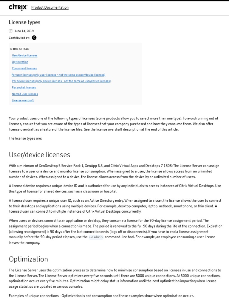 License Types - Citrix | PDF | Citrix Systems | Server (Computing)