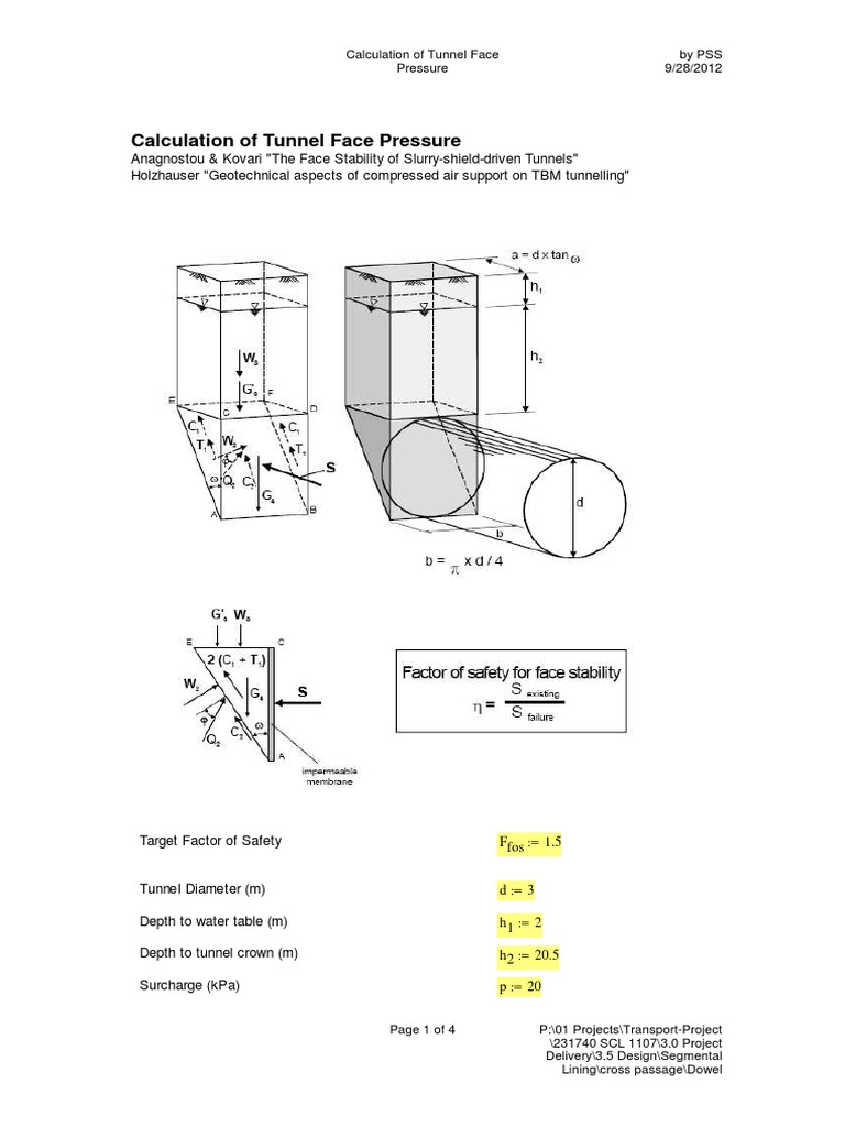 Appendix C - Calculation of Face Bolt | PDF | Tunnel | Geotechnical Engineering