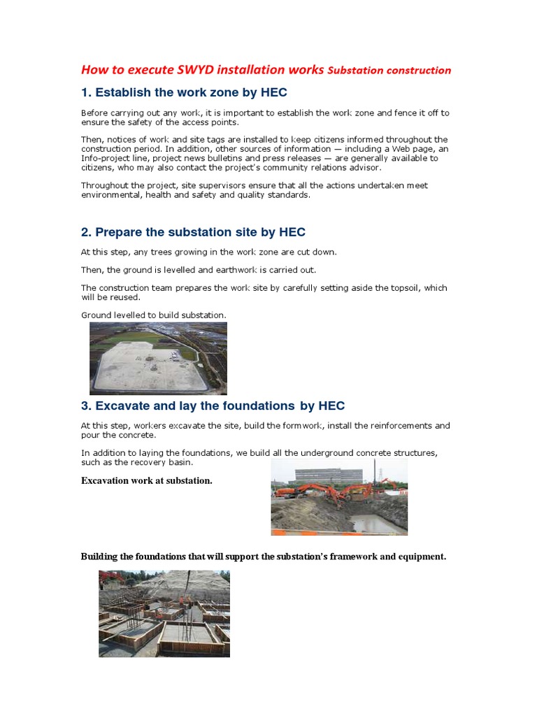 How To Execute SWYD Installation Works Substation Construction | PDF ...