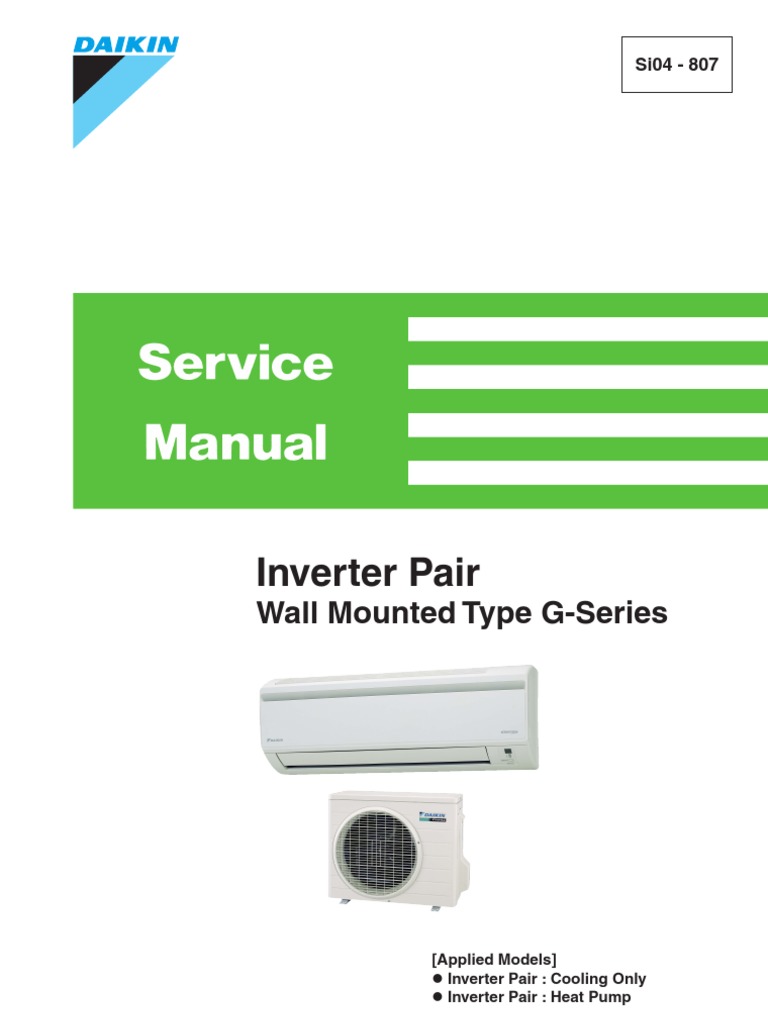 Si04-807 DAIKIN Service Manual FTX GV Models | PDF | Leak | Electrical Connector