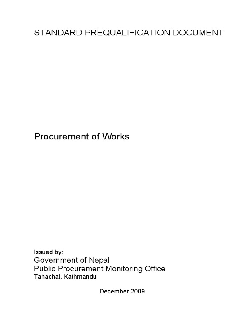 Procurement of Works Prequalification Document | PDF | Joint Venture | Mail
