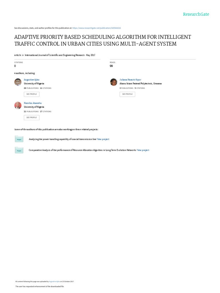 Adaptive Priority Based Scheduling Algorithm For Intelligent Traffic ...