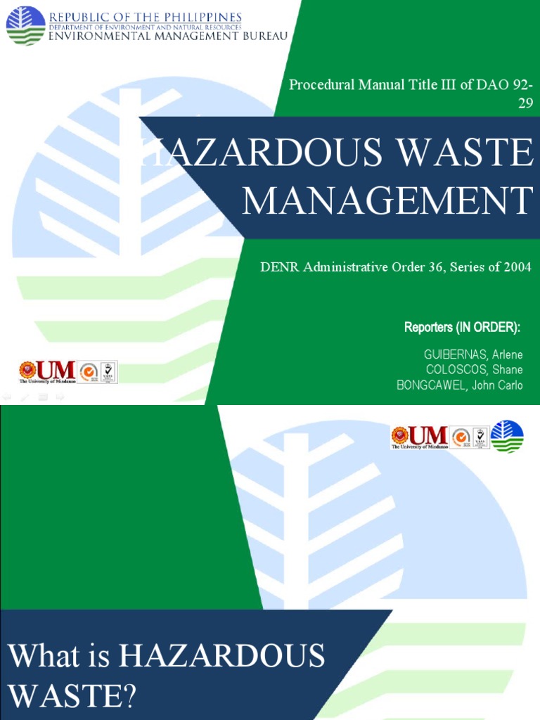 Hazardous Waste Management in the Philippines | PDF | Hazardous Waste ...