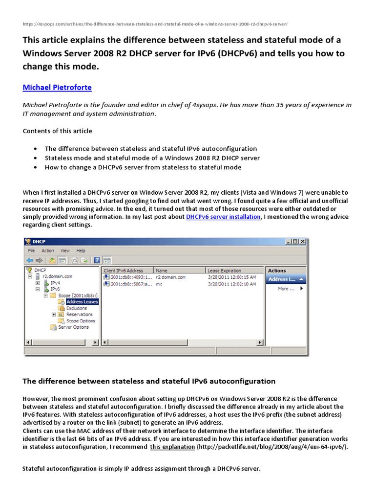 DHCPv6 Stateless vs Stateful Modes Explained | PDF | I Pv6 | Network ...