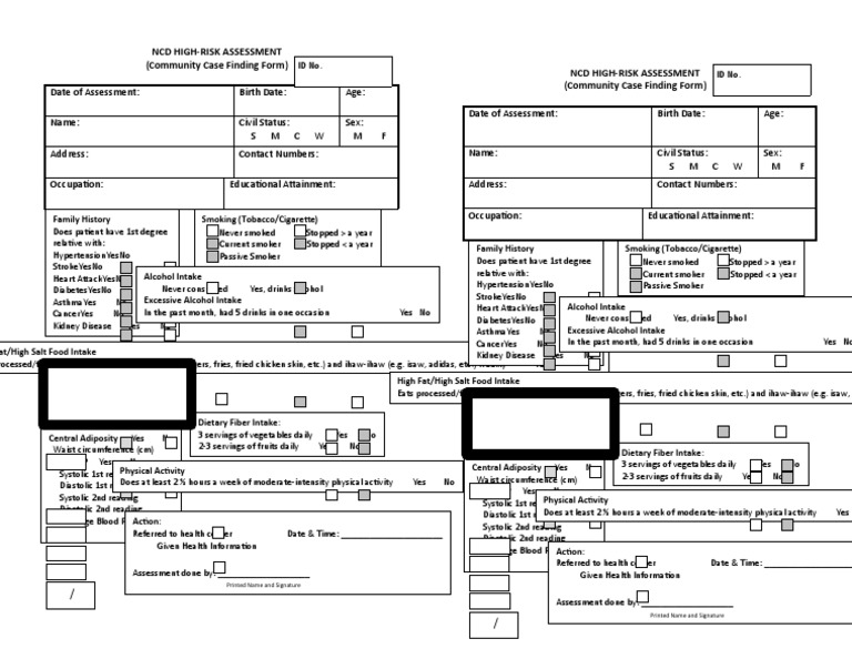 NCD High-Risk Assessment (Community Case Finding Form) NCD High-Risk ...